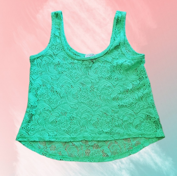 eyelash couture | Tops | Neon Green Lace Crop Top Tank | Poshmark